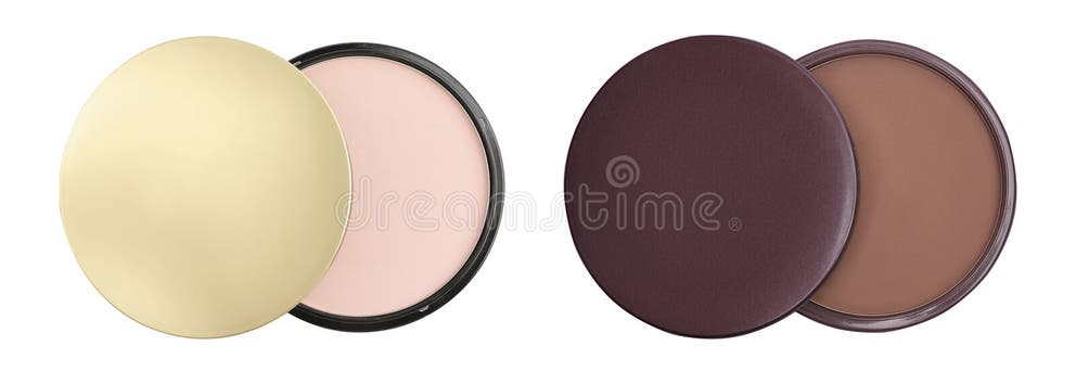 Two Face Powders Isolated on White, Top View Stock Photo - Image of ...