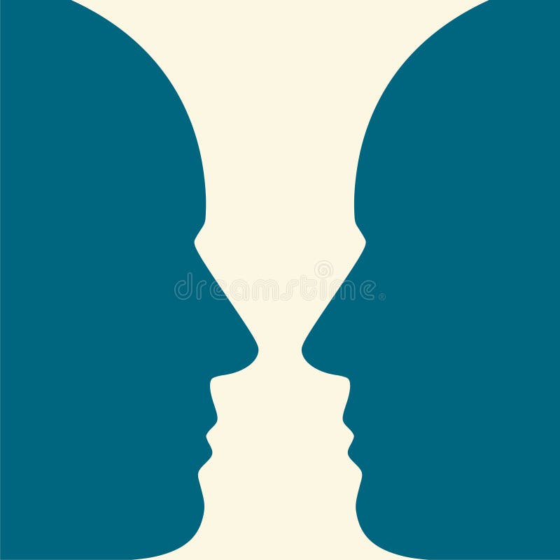 Two Face Profile View, Optical Illusion Stock Vector - Illustration of ...