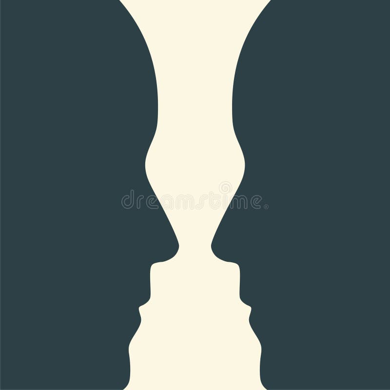 Two Face Profile View, Optical Illusion Stock Vector - Illustration of ...