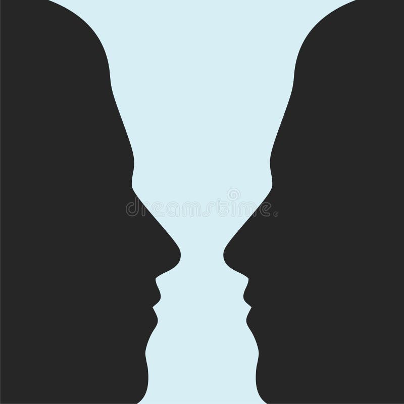 Two Face Profile View, Optical Illusion Stock Vector - Illustration of ...