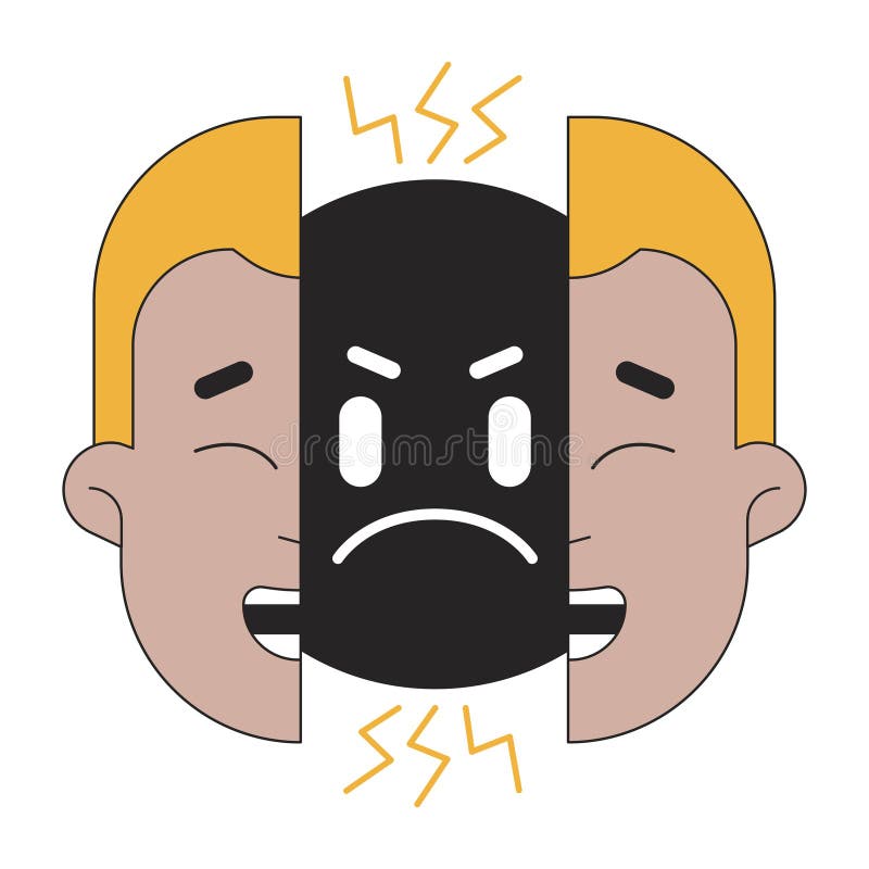 Two Faced Flat Line Concept Vector Spot Illustration Stock Vector ...