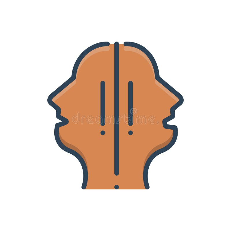 Color Illustration Icon for Two Faced, Doublehanded and Tongued Stock ...