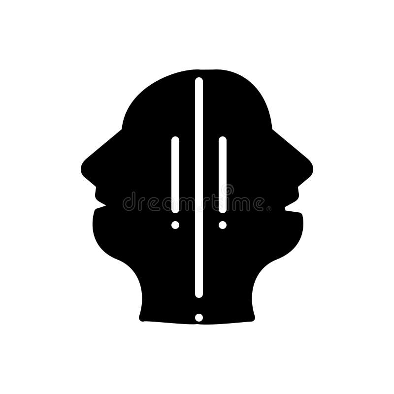 Black Solid Icon for Two Faced, Doublehanded and Tongued Stock Vector ...