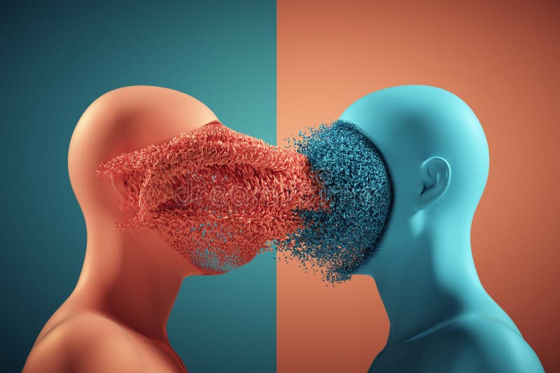 Two Faceless People Standing in Front of Each Other. Deep Learning and ...