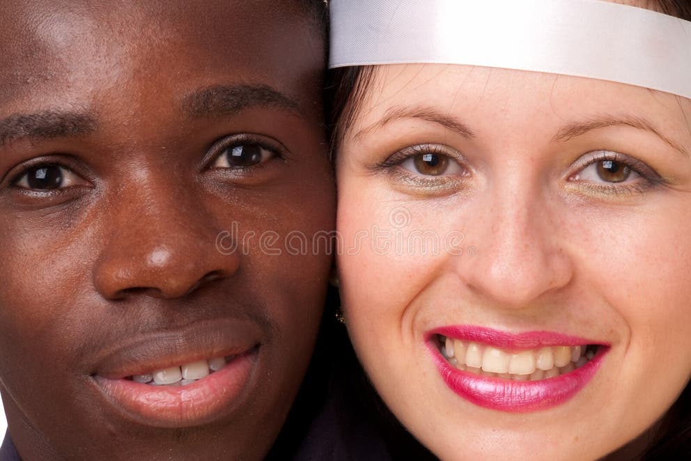 Two faces close up. stock image. Image of portrait, black - 7193307