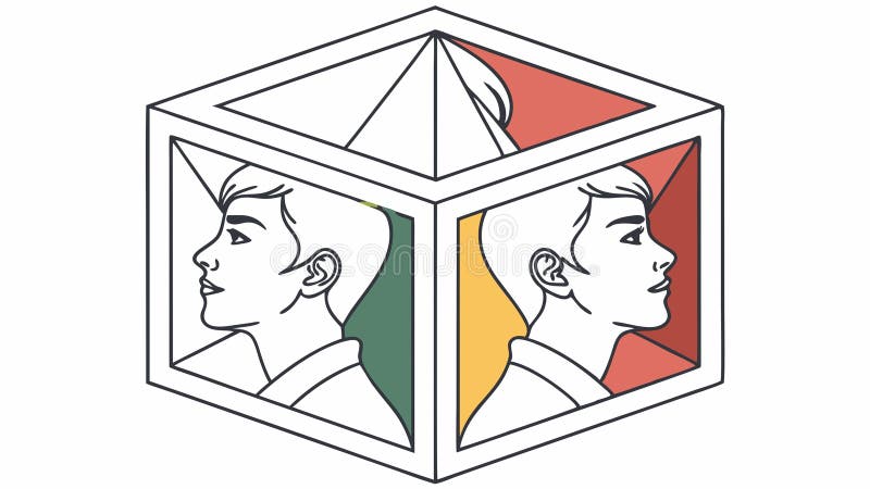 Two Faces in Connected Cube Illustration, Minds, Connection, Vector ...