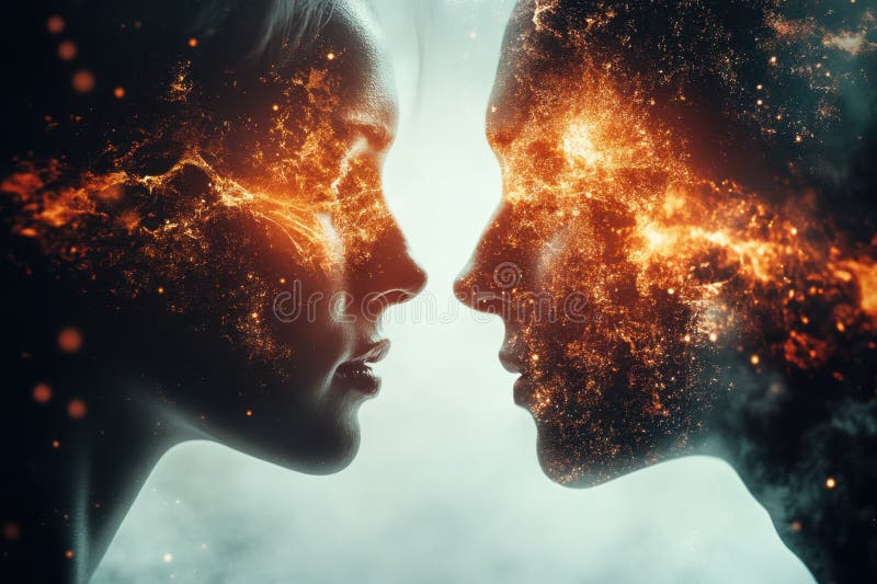 Two Faces Merging Amidst a Cosmic Backdrop Highlighting the Beauty of ...