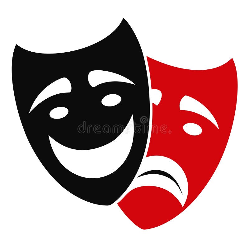 Two Faces, One Smiling and One Frowning Stock Illustration ...