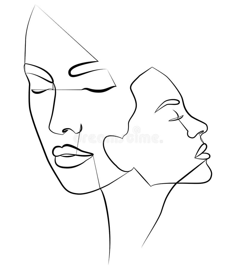 Two Faces Online. Vector Image of a Female Face Stock Vector ...