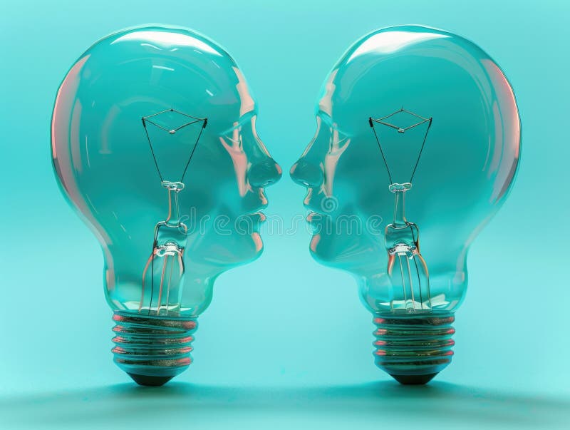 Two Faces are Shown Inside of a Light Bulb Stock Image - Image of ...
