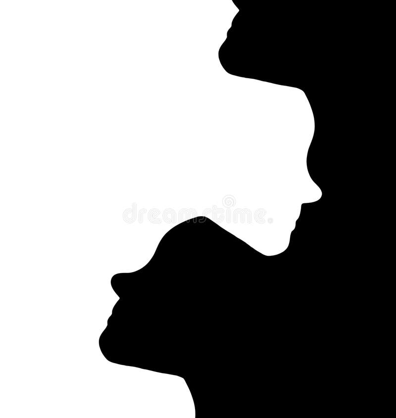 Two Faces Silhouette Black and White Illustration, People Stock ...