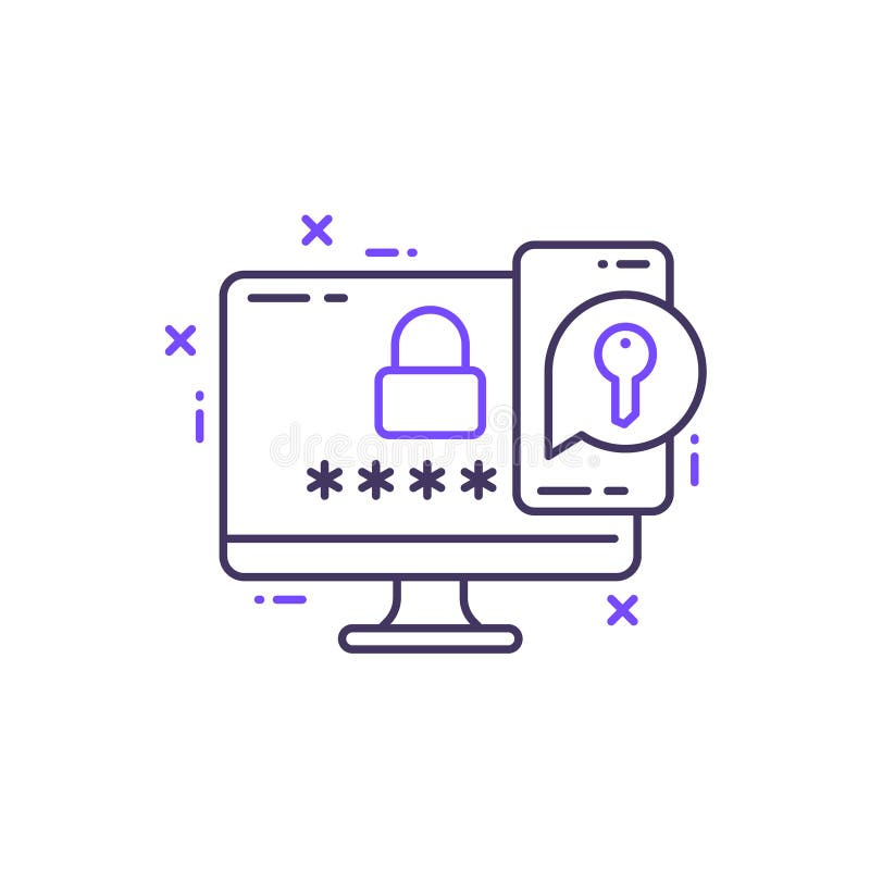Two Factor Authentication Line Icon Stock Vector - Illustration of user ...