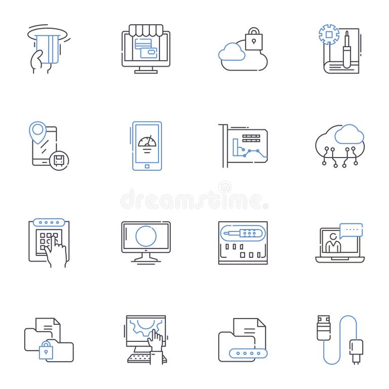 Two-factor Authentication Line Icons Collection. Security, Verification ...