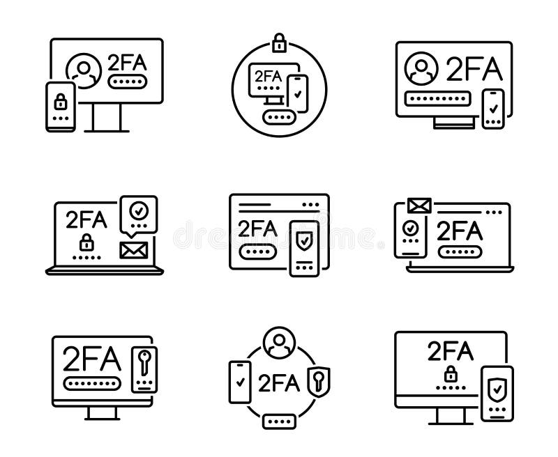 2fa Icon Two Factor Verification Secure Password Stock Illustration