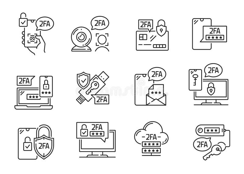 2fa Two Factor Verification Icon E Mail Password Stock Illustration