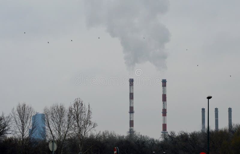 Factory Chimneys and Smoke from Them Stock Photo - Image of color ...