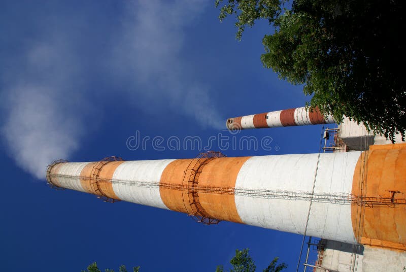Two factory pipe. Russia stock image. Image of cement - 19680845