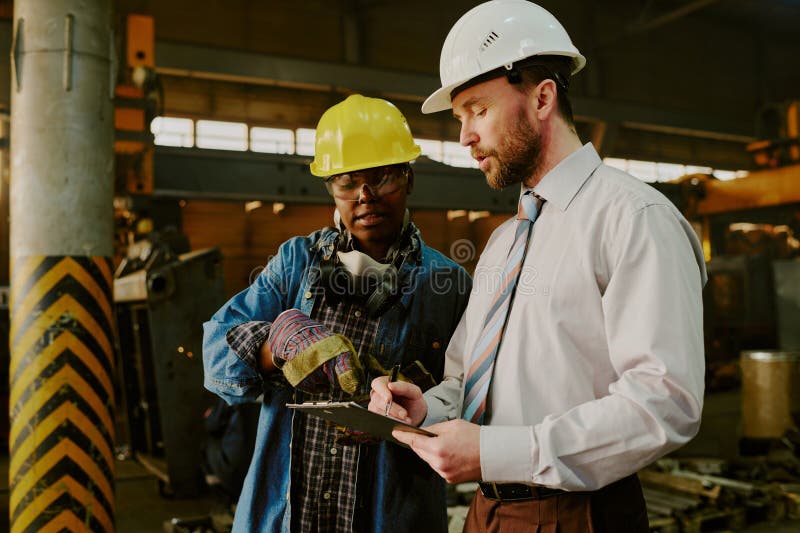 Two Factory Workers Doing Inventory Stock Photo - Image of occupation ...