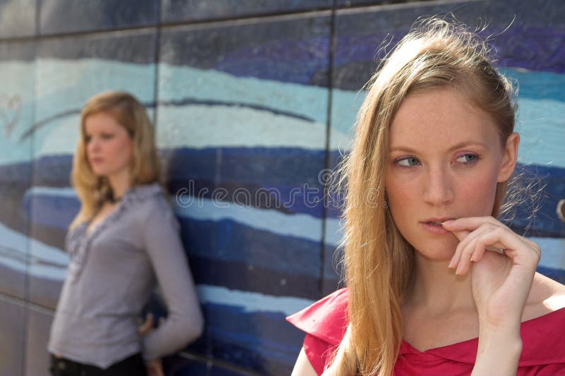 Two fallen out girls stock photo. Image of street, lady - 1302072