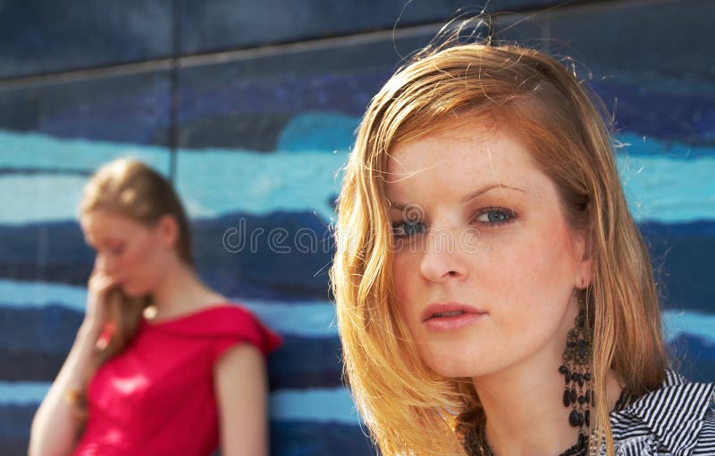 Two fallen out girls stock image. Image of pretty, college - 2572987