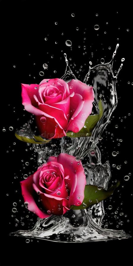 Two Falling Roses into Water Scene, Artwork Style, Ai Generated Image ...