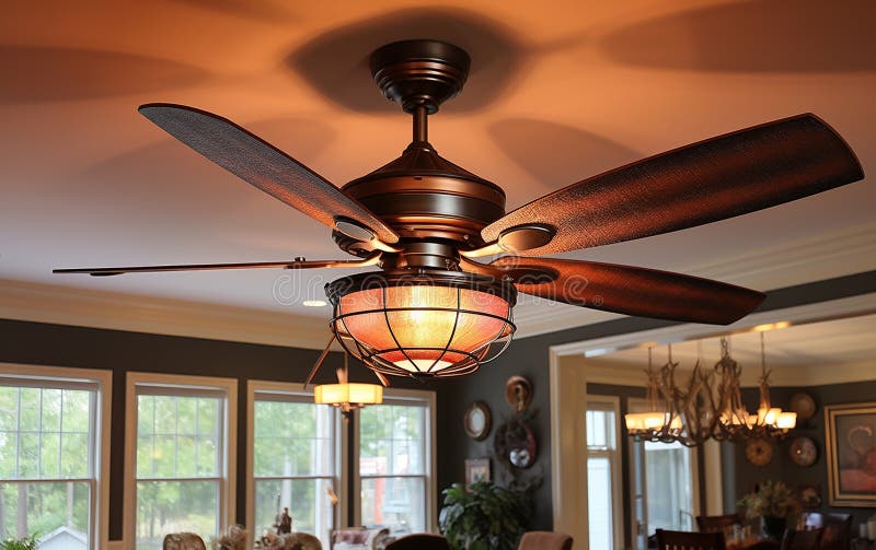 Two-Fan Ceiling Fixture on Generative Ai . Stock Illustration ...