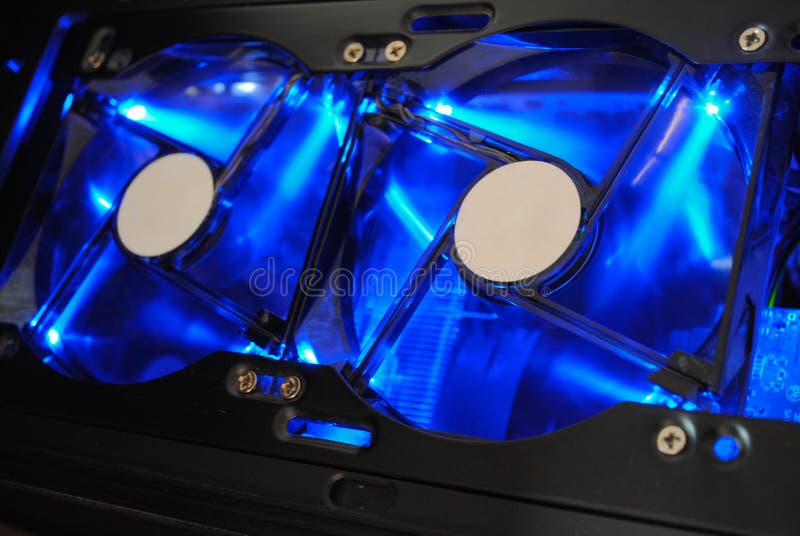 Computer Fans with LED Backlight Stock Photo - Image of blue, hacker ...