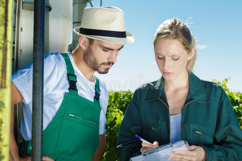 Two Farmers Checking Clipboard Stock Image - Image of people ...