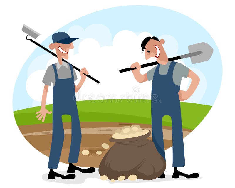 Two farmers on field stock vector. Illustration of comic - 78547909