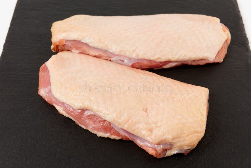 Fatty Duck Fillet Shot on Black Background Stock Photo - Image of ...