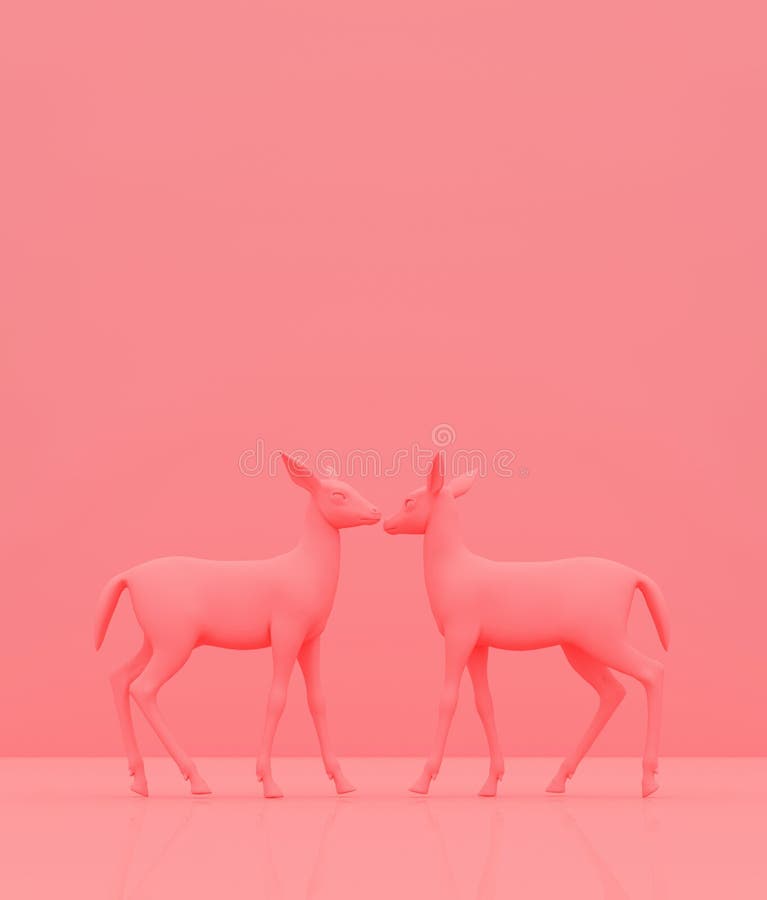 Two Fawn on Pastel Color Background Stock Illustration - Illustration ...