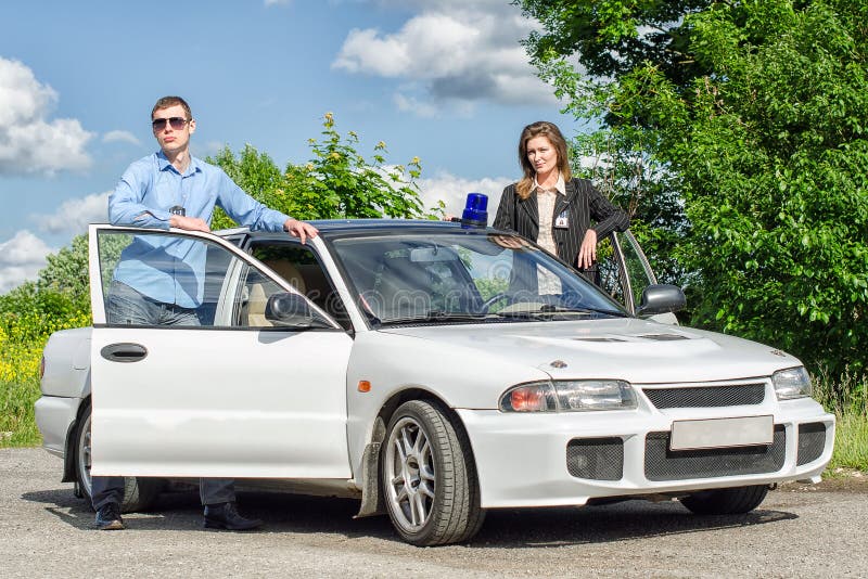 Two FBI Agents Near the Car Stock Image - Image of flasher ...