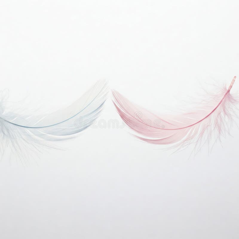 Two Feathers in Pastel Shades on a Light Background. Stock Photo ...