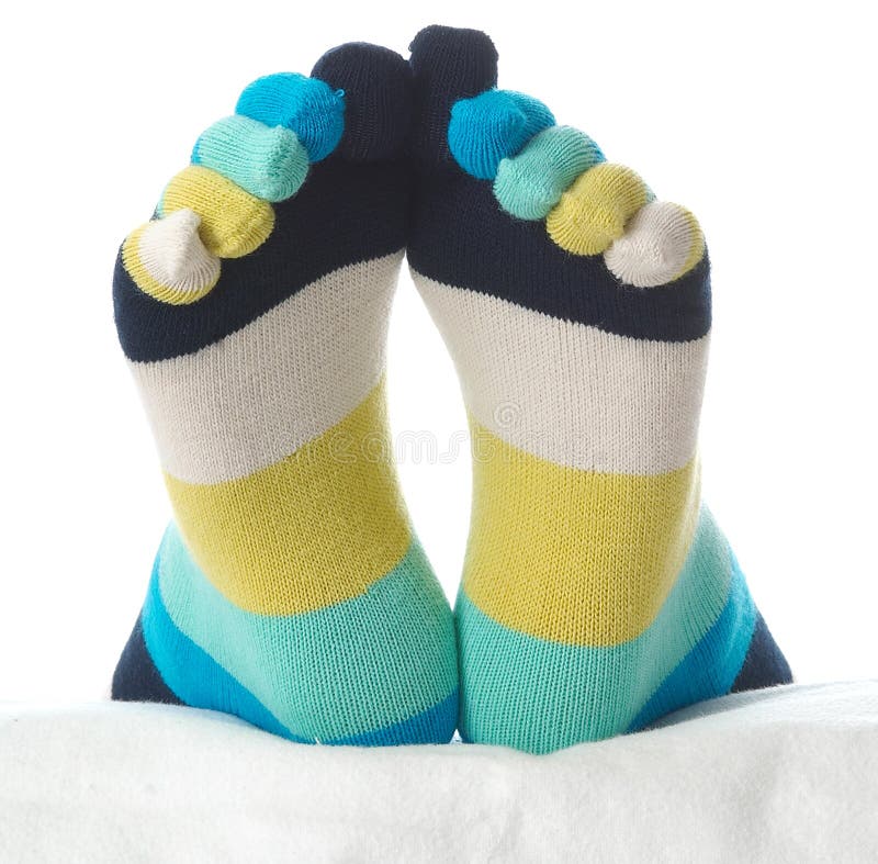 Two feet in stockings stock image. Image of resting, finger - 2031445