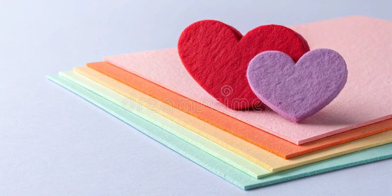 Pastel Rainbow Stack with Felt Hearts Stock Illustration - Illustration ...