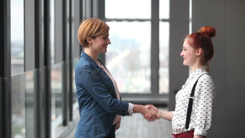 Two Female Advertising Executives Shaking Hands Stock Footage - Video ...