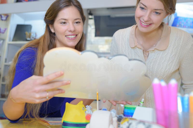 Two Female Artists Partners Working on Assignment Stock Photo - Image ...