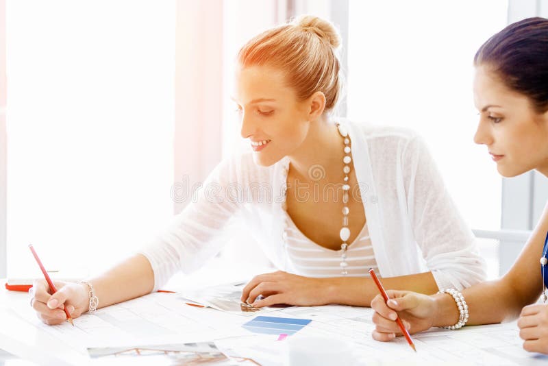Two Female Colleagues in Office Stock Photo - Image of group, cooperate ...