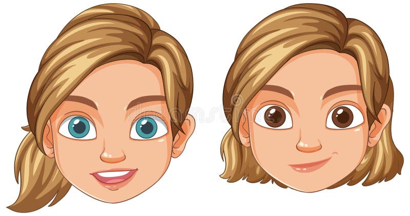 Two female faces stock vector. Illustration of blue - 328771088