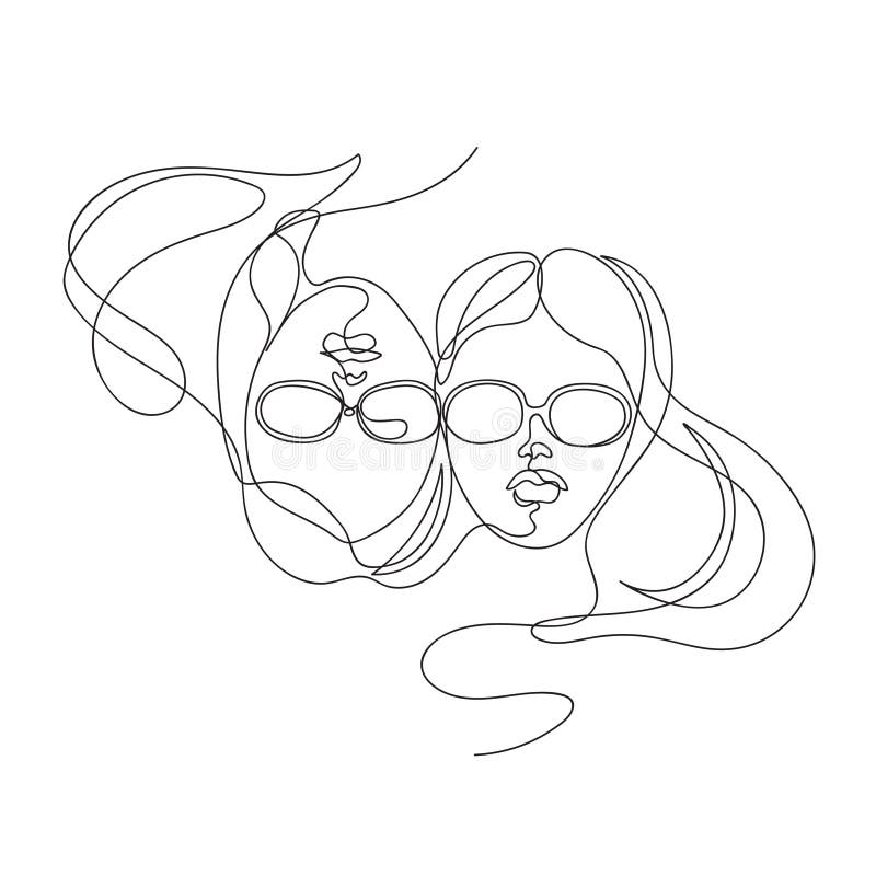 Two Faces One Line Stock Illustrations – 268 Two Faces One Line Stock ...