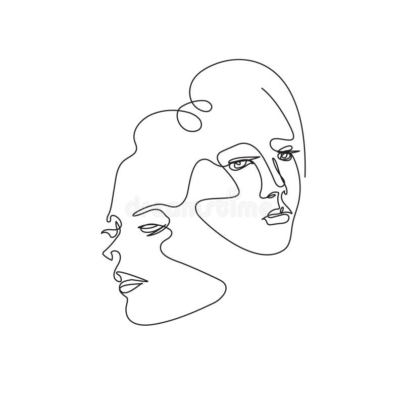 Two Faces One Line Stock Illustrations – 268 Two Faces One Line Stock ...