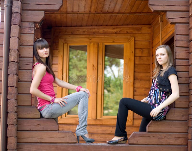 Two female friends stock photo. Image of country, cute - 15170426