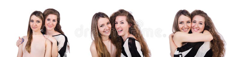 Two Female Friends Isolated on the White Stock Photo - Image of ...