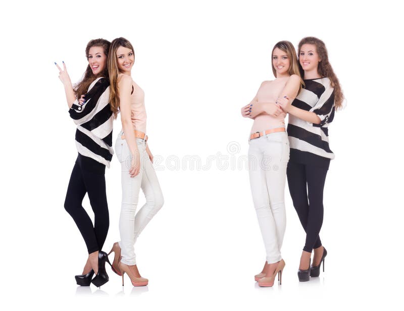 Two Female Friends Isolated on the White Stock Photo - Image of female ...