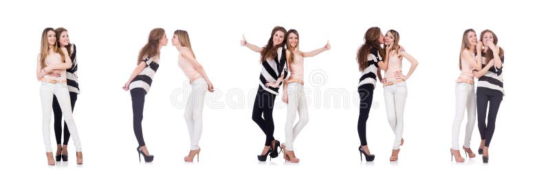 Two Female Friends Isolated on the White Stock Image - Image of ...