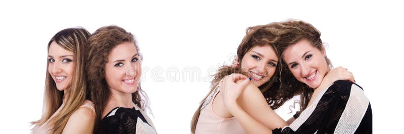 Two Female Friends Isolated on the White Stock Photo - Image of ...