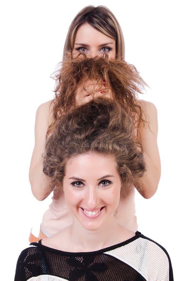 Two Female Friends Isolated Stock Image - Image of hair, friendship ...