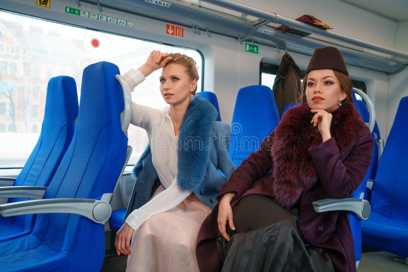 Two Female Friends on the Train Stock Photo - Image of freedom ...