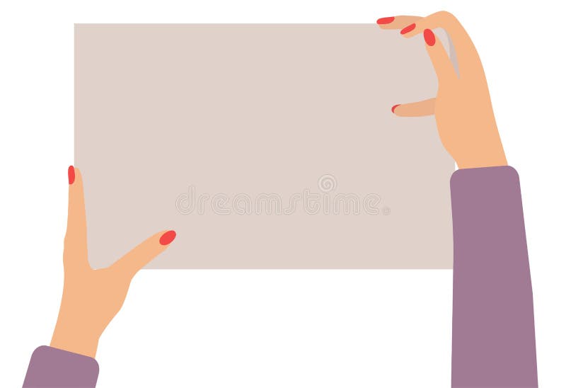 Two Female Hands Holding Empty Banner, Copy Space for Text. Vector ...