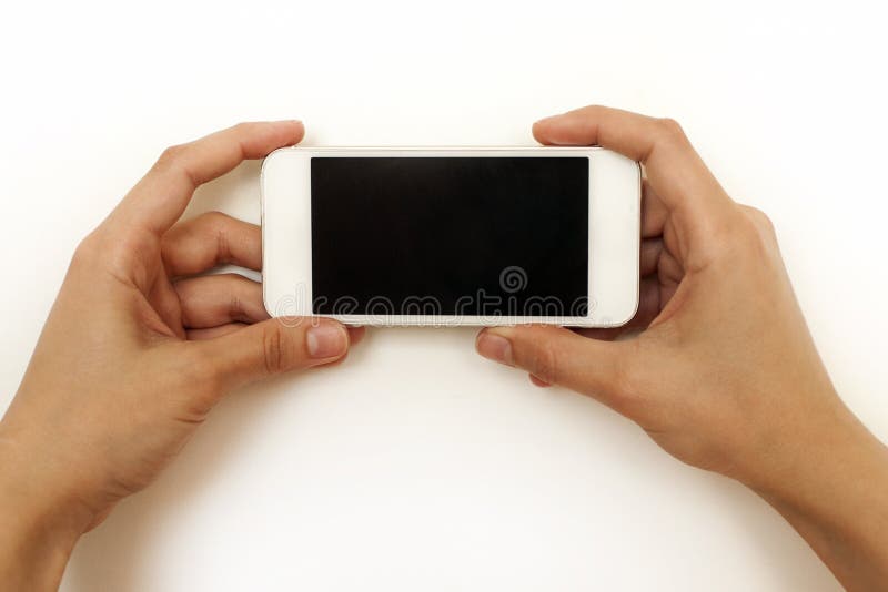 Two Female Hands Holding Mobile Phone, Smartphone Stock Photo - Image ...